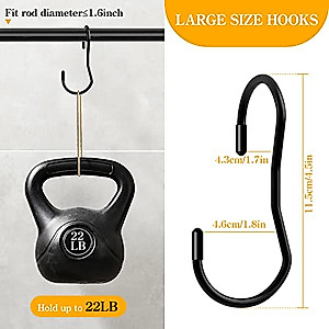 Fitnice 10 Pack Purse Hanger for Closet, S Hooks for Hanging Twisted Purse Hooks Heavy Duty S Hooks Handbag Hanger Organizer Space Saving Closet Rod Hooks for Clothes, Bags, Plants, Pans, Pots (Black)