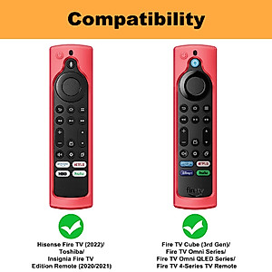 Fintie Silicone Case for Fire TV Stick 4K Max (2nd Gen)/Toshiba/Insignia/Pioneer/Fire TV 2-Series/4-Series/Omni Series TV Remote - Anti Slip Shockproof Cover for Alexa Voice Remote Enhanced, Red