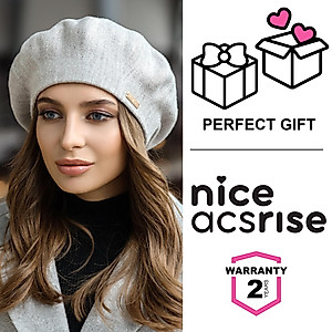 Braxton Tan - Warm Lined Wool Brown Knit Berets - French Paris Hat for Women