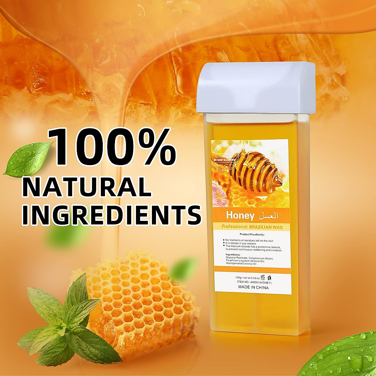 Roll on Wax, Roll on Wax Warmer Kit, Soft Honey Wax Roller Kit for Hair Removal, Beth lee Waxing Kit Roll On, Wax Kit for Larger Areas of the Body, Home Roller Waxing Kit for Men and Women