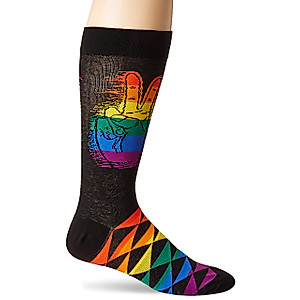 K. Bell Socks Men's Pop Culture Novelty Crew Socks, Pride (Black), Shoe Size: 6.5-12