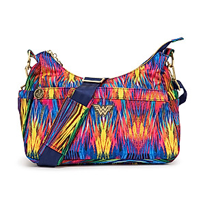 JuJuBe Wonder Woman 1984 Hobobe Bag | Boho Chic Style Diaper Bag, Travel-Friendly Everyday Shoulder Bag with Internal Organization