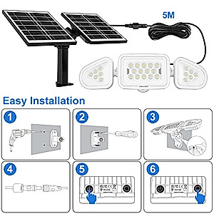 MEIKEE Outdoor Solar Lights - 3 Headed Dusk to Dawn LED Security Lights with Wide Angle Illumination - IP66 Waterproof Solar Powered Spotlights for Garage, Patio and Yard (No Motion Sensor)