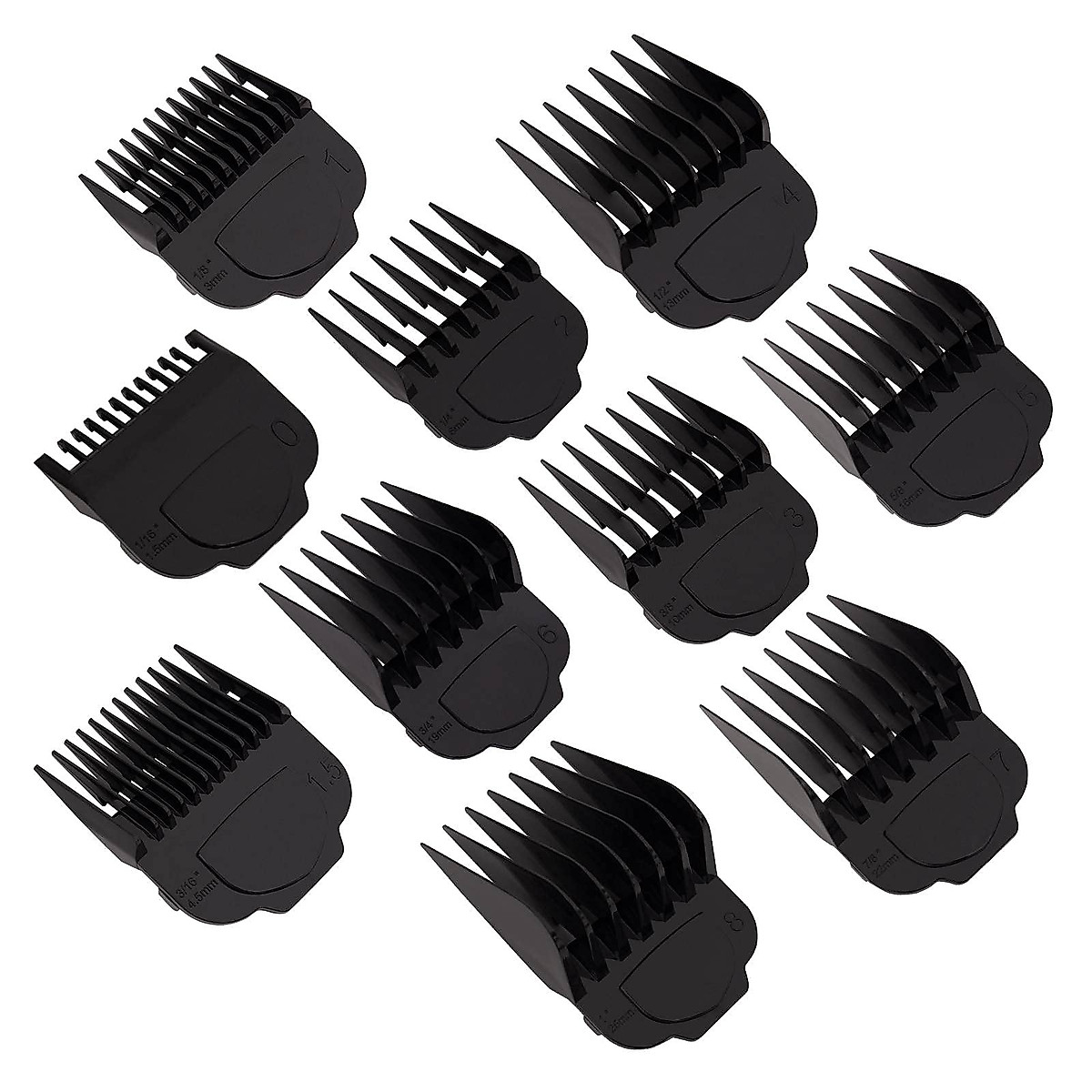 Colorski Clipper Guards Magnetic Comb Set for Andis Master Clippers - 10 Cutting Lengths from 1/16' to 1' - Suitable for MBA, MC-2, ML, PM-1 and PM-4 - 10 Pack