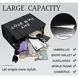 The Tote Bag Birthday Gifts for Women, Black Leather Handbag Crossbody Shoulder Purse Gift with Zipper Utility Trendy Aesthetic Top, Handle Bolsa De Mano Para Mujer for Trendy Travel School