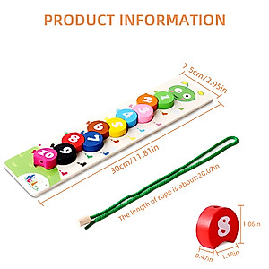 Doyolta Wooden Lacing Toy, Montessori Toys for Toddlers 3 Year Old, Wooden Puzzles Lacing Beads Preschool Toys, Fine Motor Skills Early Educational Toy for Toddler Boys Girls