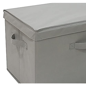 Sebadaci Storage Bins Cubes Baskets with Lids Handles Stackable Collapsible Storage Bins Baskets for Shelves, Organizing, Office Organizer, 3-pack Fabric Storage Cubes Living Room Closet, Gray, Medium