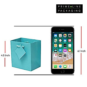 OccasionAll - 12 Pack Mini Gift Bags, Extra Small Teal Shopping Bags with Handles, Turquoise Gift Bags for Birthday Gifts, Wedding & Party Favors, Baby Shower, Small Business, Bulk - 4x2.75x4.5