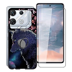 KJYFOANI for Infinix GT 10 Pro Case, [ 1 x Tempered Glass Protective Film], Shockproof Soft Cover, with [360° Rotation Ring Kickstand] Case for Infinix GT 10 Pro (6.67") - Collage
