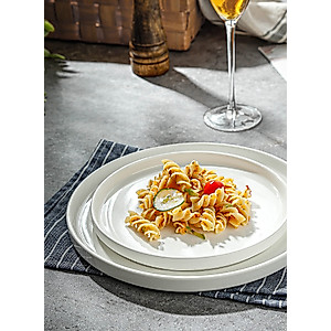 Onniyor Porcelain Dinner Plates Set, Round Dessert Salad Plates, 8 inch Serving Dishes, Scratch Resistant Flat Plates, Microwave, Oven, and Dishwasher Safe, Set of 6, White