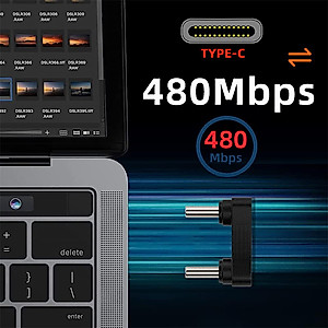 cablecc 480Mbps USB-C Type C Male to Male Coupler Extender Power Data Adapter Opposite U Shape Back Angled for Power Bank Phone Laptop