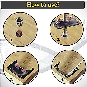 NGe 4set M8 Sofa Leg Mounting Plates,Furniture Sofa Legs Attachment Plates T-Plate,with Hanger Bolts(Black Flat)