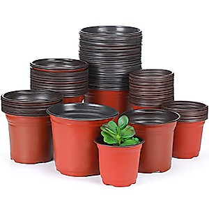 120 Pieces Nursery Pots Variety Pack Plastic Plant Pots 4 5 6 Inch Flower Plant Container Plastic Seed Starting Pot for Seedlings Transplants Indoor Outdoor Garden Yard and Park (Red)