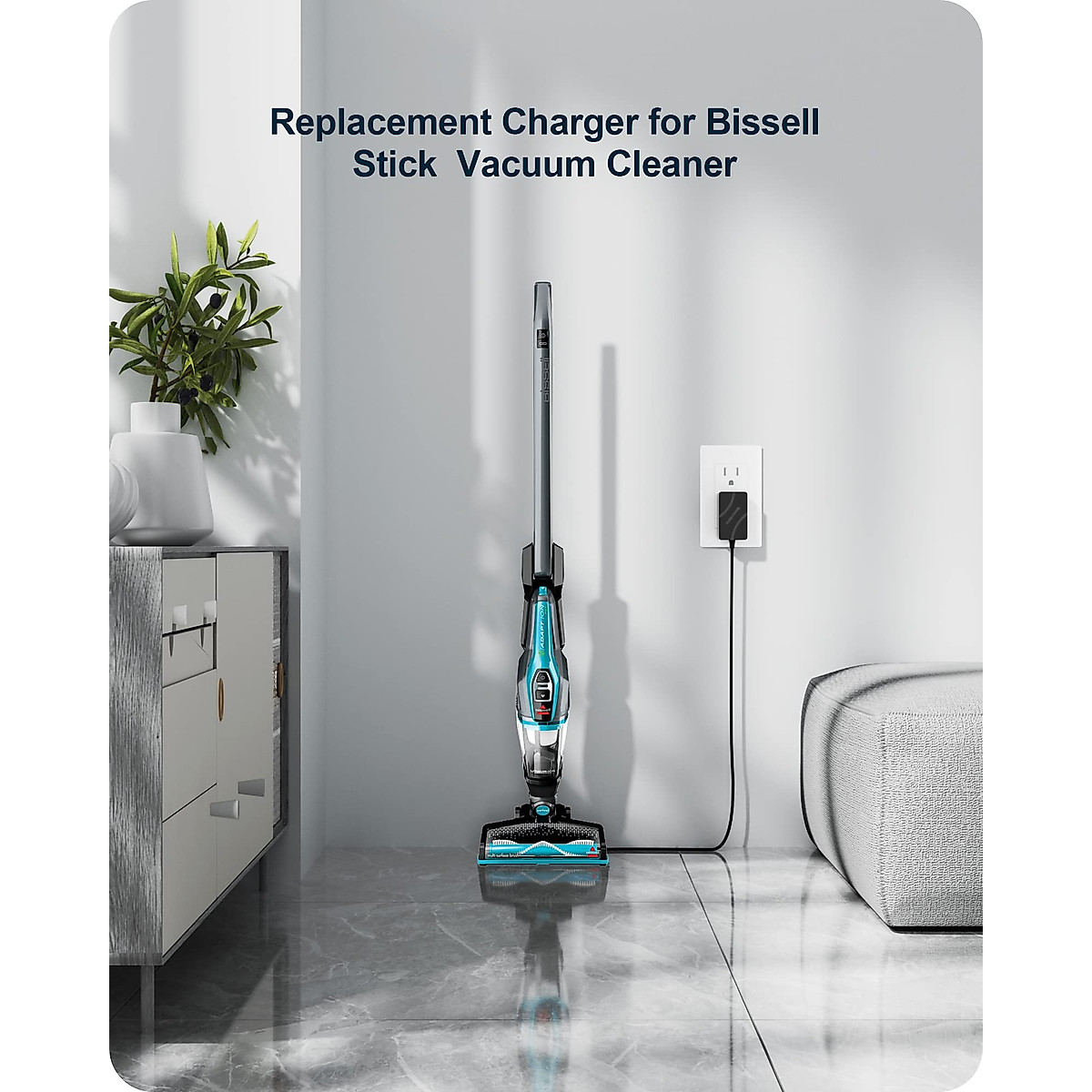 Charger Replacement for Bissell 2286 2286A 2482 2389 2389C Adapt Ion Pet Powerlifter Lithium Ion Cordless Stick Vacuum Power Cord Replacement for Bissell P/N 1616326 1627037