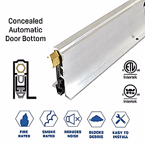 Fire Rated/Light Duty/Mortised/Automatic Door Bottom Seal for Concealed Vertical Rods (7323MA), SMS # 6 x 1/2'' Supplied, (48'' L x 9/16'' W x 1-1/2'' H)