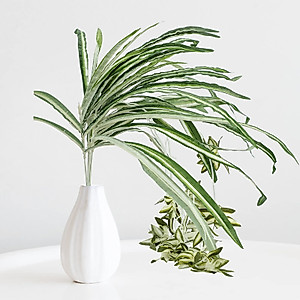 GWOKWAI 2Pcs Artificial Chlorophytum, 25.5in Faux Plant Hanging Basket Simulation Ivy Green Leaves Fake Wall Hanging Plants for Home Garden Office Verandah Wedding Decoration