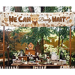 Bear Baby Shower Party Decorations We Can Bearly Wait Banner Neutral Bear Backdrop Gender Reveal Banner Porch Sign for Welcome Baby Party,Gender Neutral Bear Photo Props Supplies Indoor Outdoor