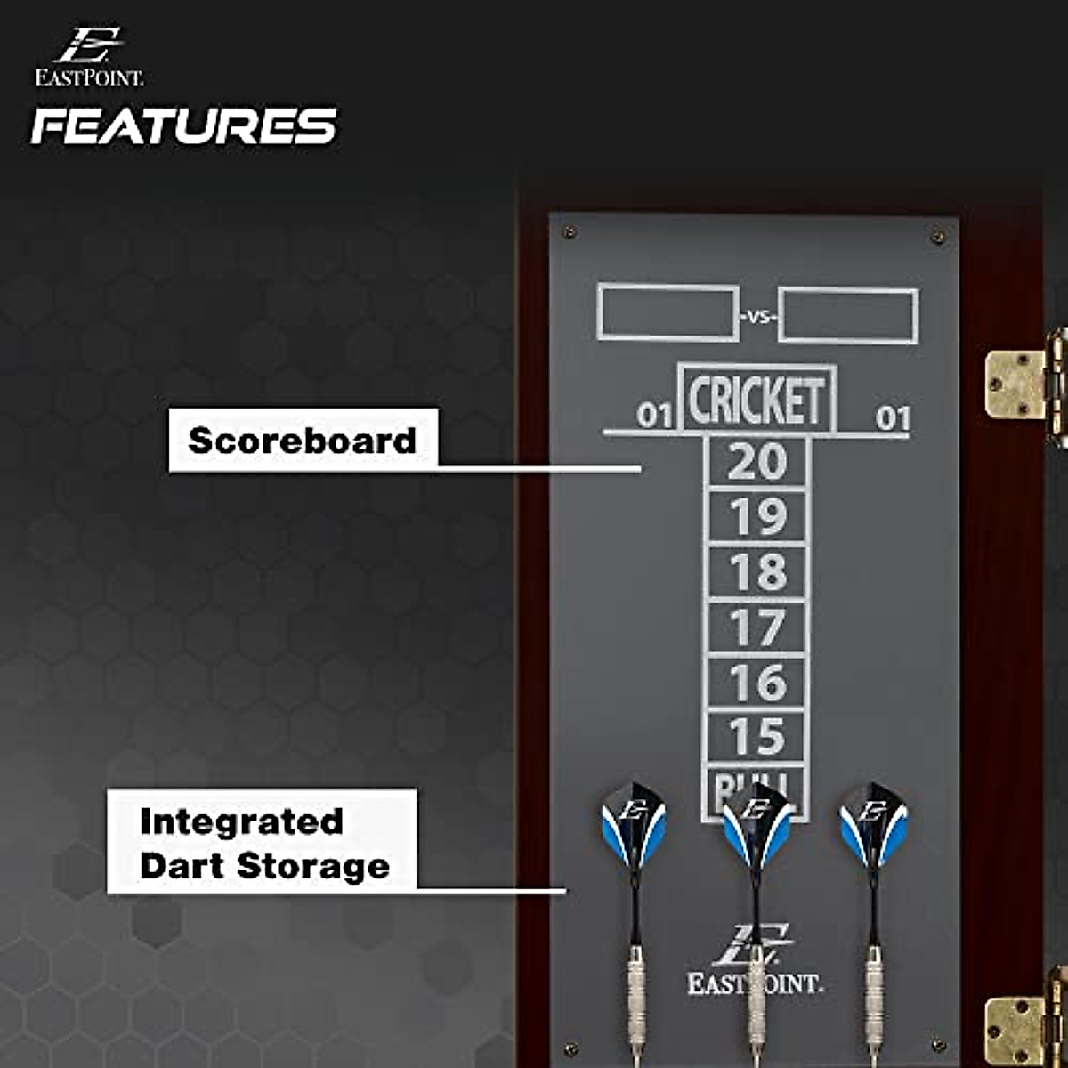 EastPoint Sports Belmont Bristle Dartboard and Cabinet Set - Features Easy Assembly - Complete with All Accessories