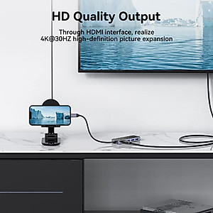 Yottamaster USB C Hub Ethernet, 5 in 1 USB C Hub Multiport Adapter with 4K HDMI, RJ45 Ethernet, USB3.0, 60W PD, Compatible with Type C Laptop Devices