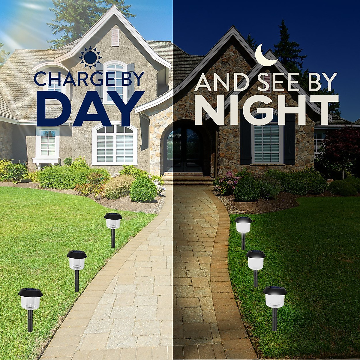 Solar Garden Lights Outdoor, Led Stake Lighting Solar Powered Pathway, Walkway, Patio and Landscape 15 Lumens Bright, Waterproof, Durable 8-Pack