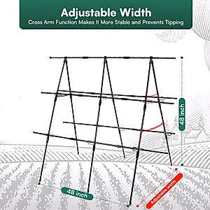 Cucumber Trellis for Climbing Plants Outdoor, 48 X 48In Foldable A-Frame Trellis Tall Cucumber Trellis for Raised Bed Garden Trellis for Vegetables with Climbing Net for Bean Squash,Grape Zucchini