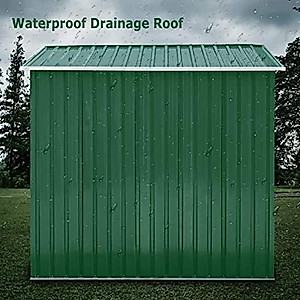 Arlopu 6 x 3.5 FT Outdoor Storage Shed, Metal Sheds with Sliding Doors and Vents, Waterproof Tool Storage Cabinet, Backyard Patio Lawn, for Bicycle, Garden Tool, Pet House, Utility Room (Dark Green)