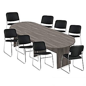 GOF 6FT, 8FT, 10FT Conference Table & Chair (G11697) Set, Dark Cherry, Espresso, Artisan Grey, Mahogany, Walnut (10ft Table with 8 Chairs, Artisan Grey)