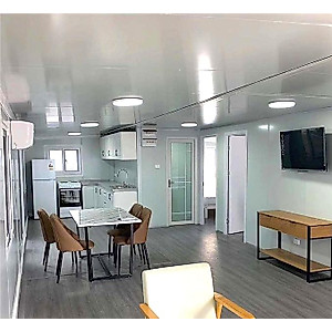 Tiny Expandable Prefab Container House 19x20ft, Mobile Portable Prefab House with Facility of Bedroom, Bathroom/Toilet, Kitchen, Suitable for Home, Workshop, Hotel, Office, Villa, Warehouse