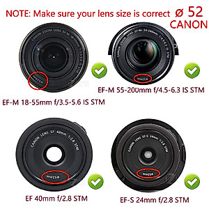 WH1916 52mm Glass UV Filter Digital Multi-Coated Slim Frame and 52mm Lens Cap for Nikon AF-S DX NIKKOR 18-55mm / Canon EF-M 55-200mm / Sigma 30mm F1.4 Lens