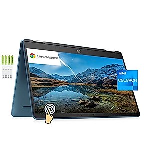 HP Newest X360 2-in-1 Convertible Laptop Computer, 14" HD Touchscreen Chromebook, Quad Core Intel Celeron N4120, 4GB RAM 64GB eMMC Storage, BT 5, Webcam, 13 Hours Battery Life, Chrome OS, w/Battery