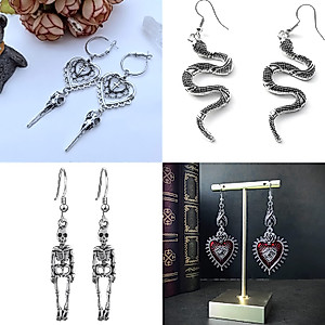 COGU 12 Pairs Gothic Punk Vintage Earrings Set Grunge Goth Punk Rock Harajuku Emo Jewelry Silver Bat Cross Snake Pentagram Sword Razor Blade Skeleton Raven Skull Evil Eye Vampire Death Halloween Earrings for Women with Delicate Gift Box