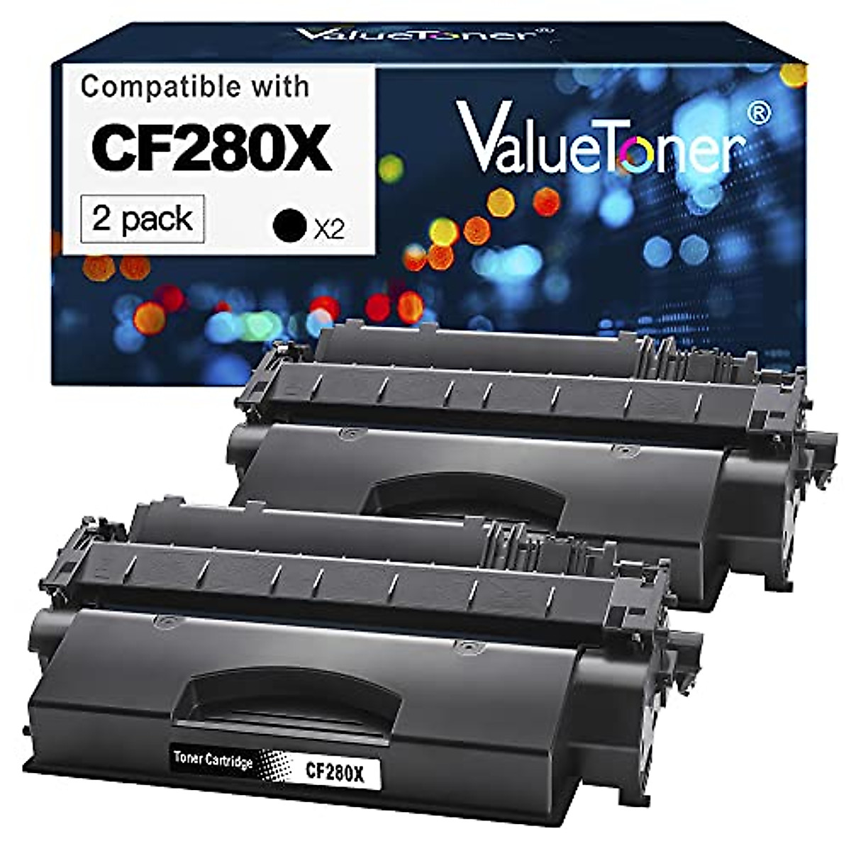 Valuetoner 80X Compatible Toner Cartridge Replacement for HP CF280X CF280A 80A 05A CE505A to use with Pro 400 M401dn, M401dne, M401n, MFP M425dn, M425dw, P2055DN Printer (2 Black)