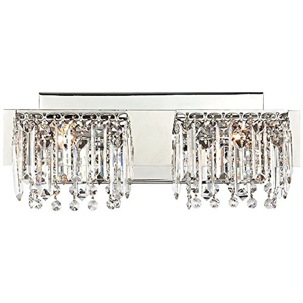 Possini Euro Design Hanging Crystal Modern Wall Light Chrome Silver Metal Hardwired 16 1/2" Wide 2-Light Fixture Mounted Strand and Prisms for Bathroom Vanity Mirror House Home Hallway Room Decor