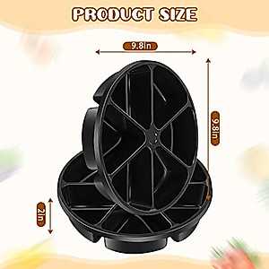 Baderke 10 Pack 10 Inches Round Plastic Serving Tray 6 Sectional Plastic Appetizer Tray with Lid Clear Food Platters Round Platter Container Veggie Fruit Organizer for Party and Buffet (Black)