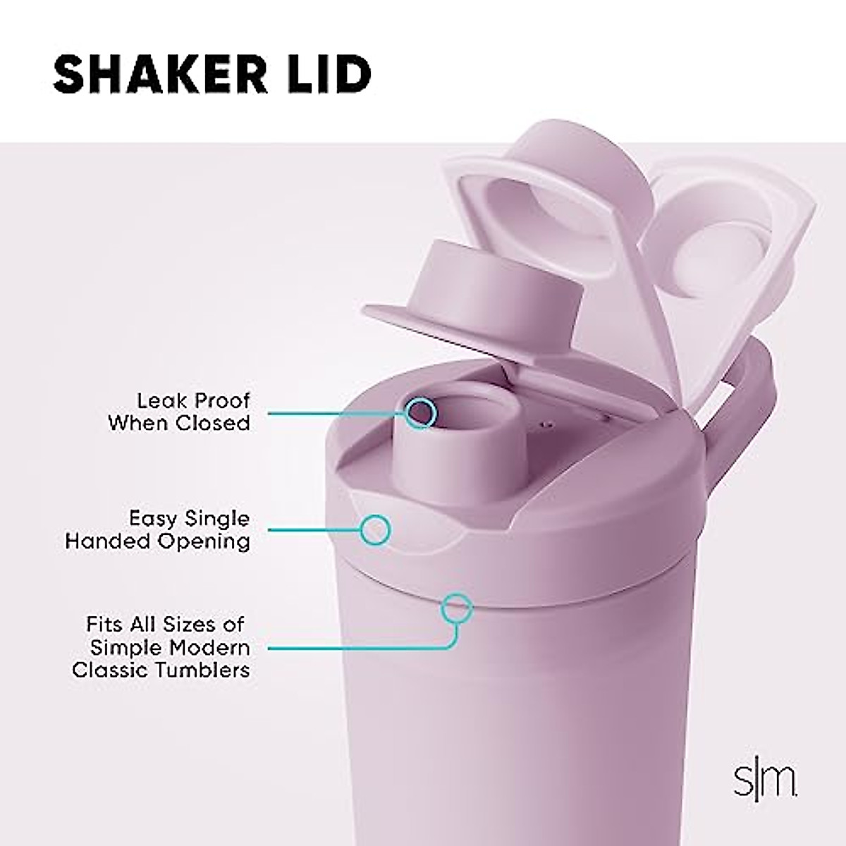 Simple Modern Plastic Protein Shaker Bottle with Ball 24oz | Shaker Cup for Protein Mixes, Shakes and Pre Workout | Rally Collection | Lavender Mist