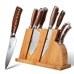 TUO Knife Set 8 pcs & Utility Knife 5”, High Carbon German Steel Kitchen Knife and Ergonomic Pakkawood Handle, Professional Kitchen Set With Gift Box