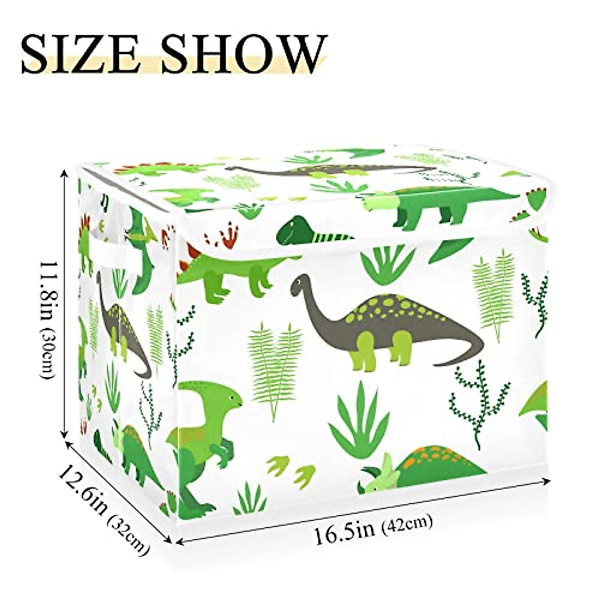 innewgogo Dinosaurs Storage Bins with Lids for Organizing Foldable Storage Bins with Handles Oxford Cloth Storage Cube Box for Car