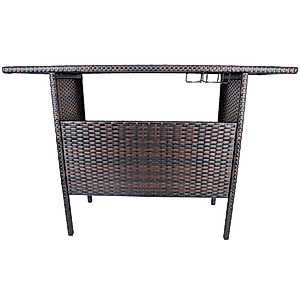 BalanceFrom Outdoor Patio Wicker Bar Counter Table Backyard Furniture with Shelves and Rails