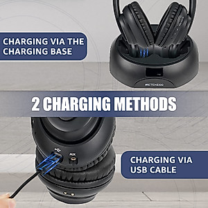 Retekess TA006 Wireless TV Headphones for Seniors,Wireless Headphones for TV,Power Display,No Lip-Sync Delay,Support Optical,Coaxial,AUX, RCA,TV Headphones with Charging Dock (Pack of 1)