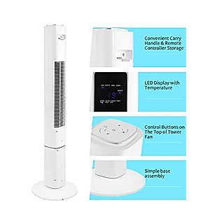 R.W.FLAME Household Tower Fans with Remote,47" Oscillating Cooling Fans Built-in Timer Portable Floor Fan, 3 Modes 3 Speeds (White, 47")