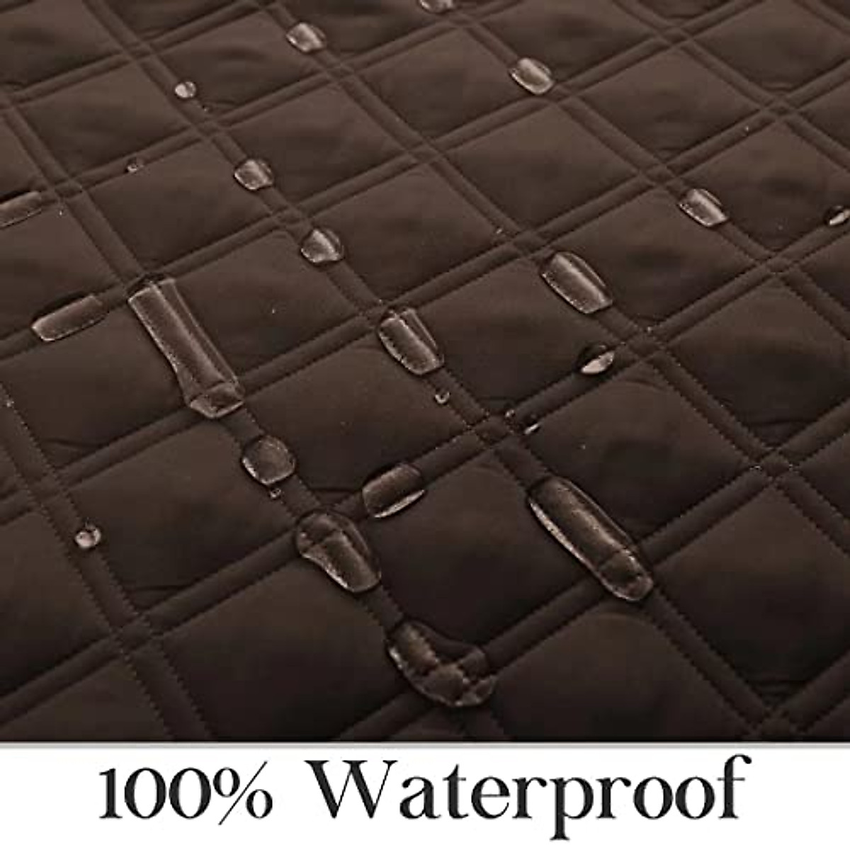 TOMORO Non-Slip Loveseat Recliner Cover, 100% Waterproof Quilted Recliner Chair Slipcover Furniture Protector with Pockets, Washable Couch Cover with Elastic Straps for Kids and Pets