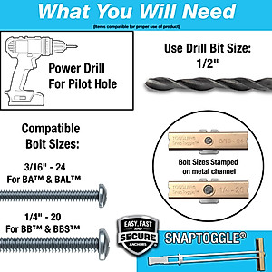 TOGGLER SNAPTOGGLE Drywall Anchor with Included Bolts for 1/4-20 Fastener Size; Holds up to 265 pounds Each in 1/2-in Drywall (Pack of 12)