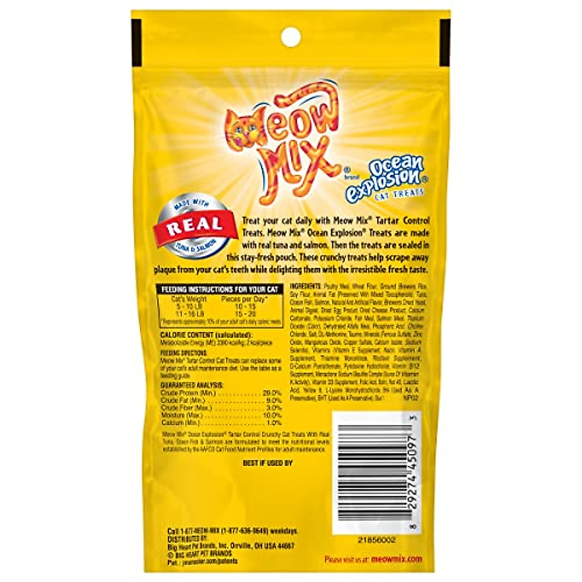 Meow Mix Ocean Explosion Tartar Control Cat Treats, 2.1 Ounce Pouch (Pack of 12)