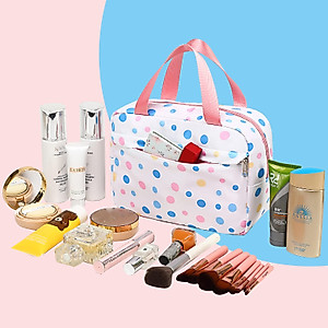 Makeup Bag for Girls Women Cute Travel Cosmetic Tote Bag Large Make Up Organizer Toiletry Bags Waterproof Zipper Pouch Purse