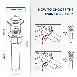 REGALMIX Oil Rubbed Bronze Pop UP Drain, Bathroom Vessel Lavatory Vanity Faucet Sink Stopper, Built-in Anti-Clogging Strainer, Fits Standard Drain Hole(1-1/2" to 1-3/4"),Without Overflow R085C-ORB…
