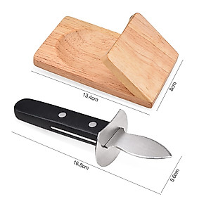 NEEDBUY Oyster Knife Shucker Set Oyster Shucking Knife with Wooden holder Oyster Shucking Clamp Seafood Tools