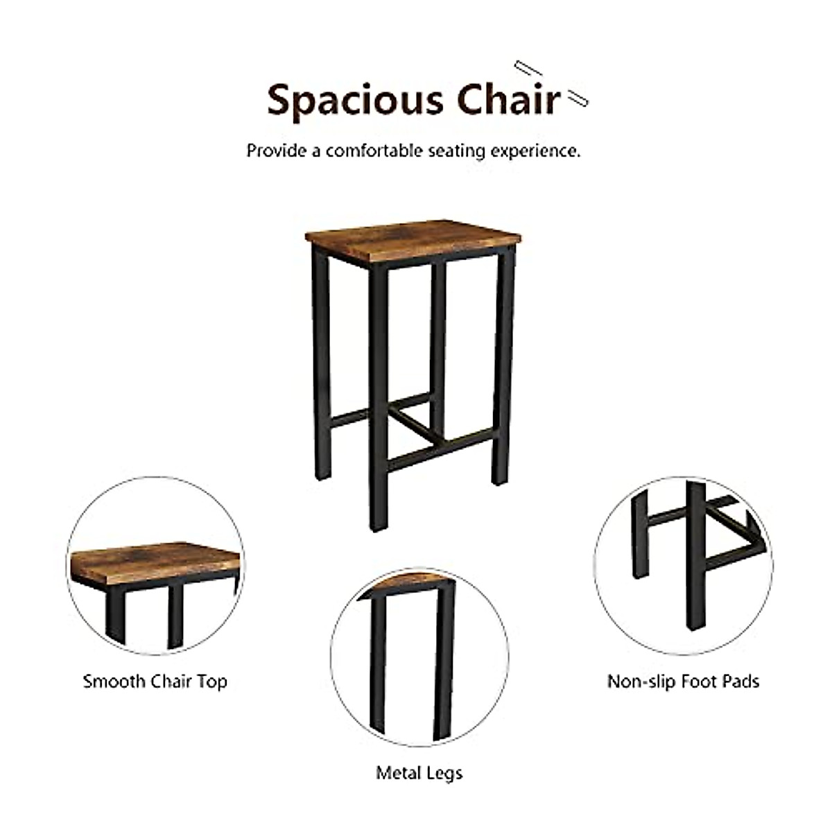 AWQM 5 Pcs Dining Table Set, Modern Bar Table Set with 4 Chairs, Home Kitchen Breakfast Table and Chairs Set Ideal for Pub, Living Room, Breakfast Nook, Easy to Assemble (Rustic Brown)