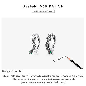 Snake Earrings for Women, 925 Sterling Silver Anime Earring Small Hoop Earrings Cubic Zirconia Earrings Snake Ear Cuff Hypoallergenic Huggie Hoop Earrings Jewelry Gifts for Women…