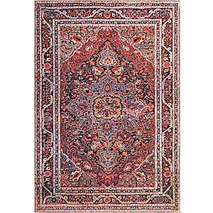 Unique Loom Revival Collection Traditional Medallion Border Burgundy/Black Area Rug (8' 4 x 12' 0)