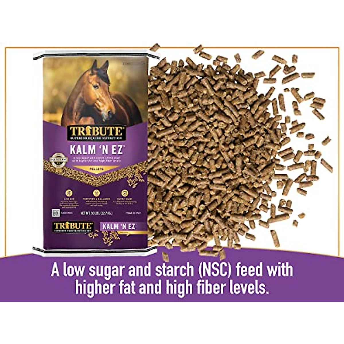 TRIBUTE Kalmbach Feeds Kalm 'N Ez Pellets for Horse, 50 lb